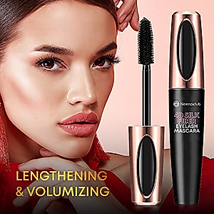 Neenoxtub 4D Silk Fiber Lash Mascara, Lengthening and Thick, Long Lasting, Waterproof & Smudge-Proof, Hypoallergenic Formula 2 Pack Black