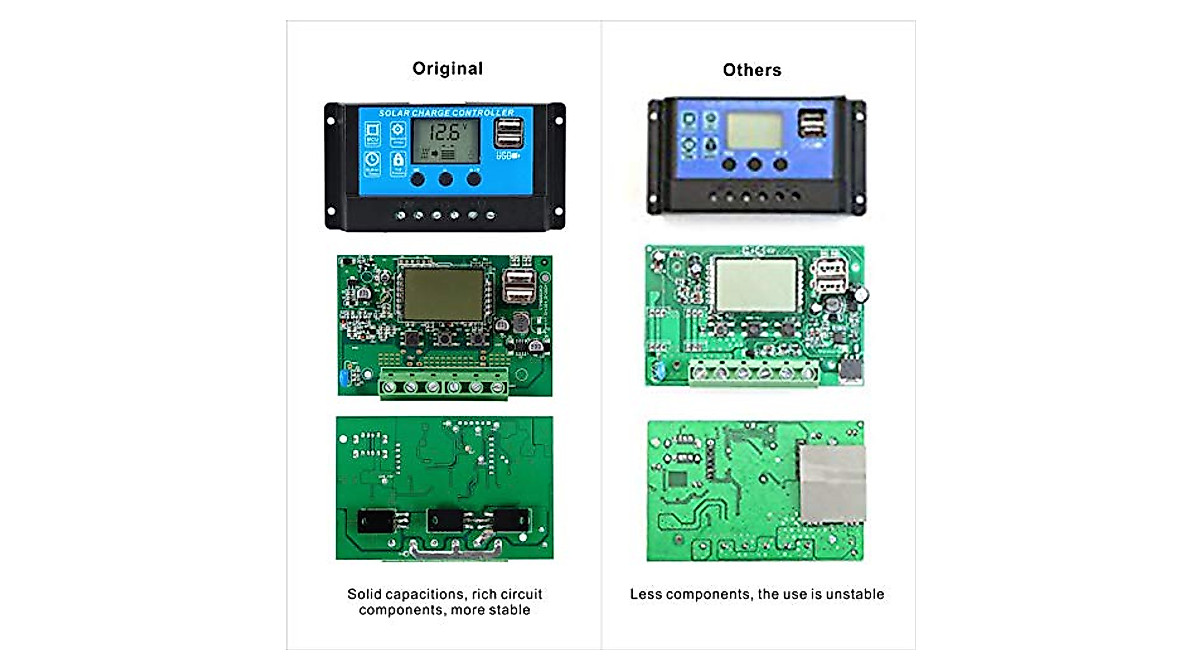 GCSOAR PWM Solar Charge Controller 10A 12V 24V Auto Work Max PV Solar Panel 100W/300W Solar ...