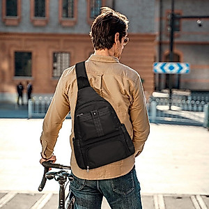 HesLaus Crossbody Lunch Backpack, Double Deck Large Insulated Lunch Box for Men Women Adult, Leakproof Lunchbox with Side Pokets for iPad, Small Cooler Bag for Work Office Hiking Beach Picnic, Black