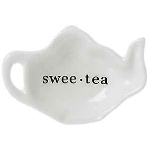 Swee-Tea Ceramic Tea-Bag Caddy in Black & White Serving-Tray Gift Box
