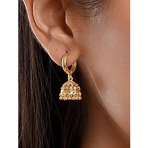 Efulgenz Gold Tone Jhumka Jhumki Hoop Earrings Indian Earrings for Women Traditional Bollywood Jhumka Jhumki Dangle Earrings Set for Women Indian Jewelry for Women Earrings