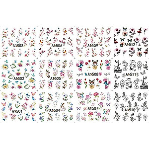 ZEJIANG 4 Sheets Cartoon Water Slide Nail Art Decals Water Transfer Nail Decals Sticker for Pretty Girl (B)