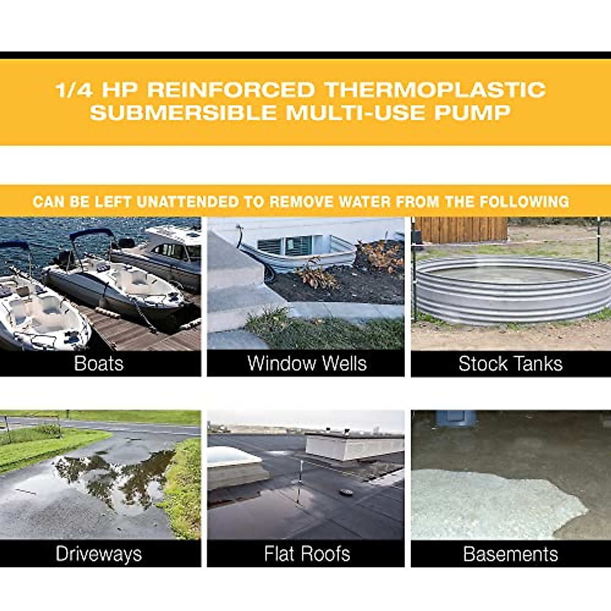 Wayne EEAUP250 1/4 HP Reinforced Thermoplastic Submersible Multi-Use Pump, 1, Black