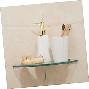 Beatifufu 2Pcs Corner Shower Shelf Tempered Bathroom Wall Mounted Storage Holder Floating Shelves for Inside Shower Bathroom Organizer Rack