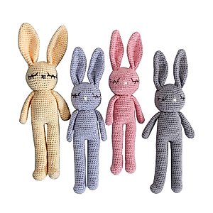 Moni's Choice Easter Baby Stuffed Animal Bunny Rabbit Handmade Plush Easter Stuffed Animal Knitted Doll Baby Sleep Toy Newborn Gift Handmade(Grey)