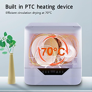 Portable Dishwasher Countertop, Mini Dishwasher with 6L Built in Water Tank,360° Dual Spray,Automatic Leak Proof for Small Apartments Dorms Offices RV 800W(US Plug)