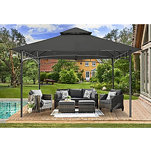 MASTERCANOPY Outdoor Garden Gazebo for Patios with Stable Steel Frame(10x12, Dark Gray)