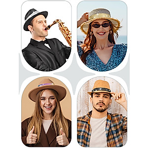 Crowye 4 Pcs Rhinestone Stretchable Hat Bands for Cowboy Women Panama Hat Belt Bling Western Hat Accessories Adjustable Hat Jewelry (Gold,Silver,Dazzling,Black)