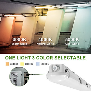 LED Flying Direct 4FT LED Vapor Tight Lights, 40W-50W-60W Selectable, 3000K-4000K-5000K Tunable, IP66 Waterproof LED Shop Light for t for Car Wash, Garage, Walk-in Freezer, 100-277V ETL Listed