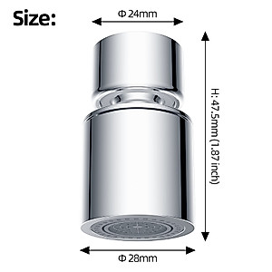 NSF Certified Faucet Aerator, CUPC Certification 360° Swivel Kitchen Sink Aerator, Dual-function 2-Flow Sprayer Faucet Head, Faucet Replacement Part 55/64 Inch Female Thread - Chrome