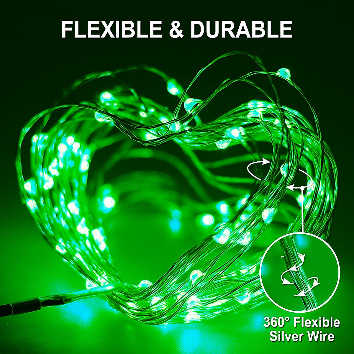 JMEXSUSS 2 Pack Solar Fairy Lights/Solar Meteor Shower Rain Lights Green