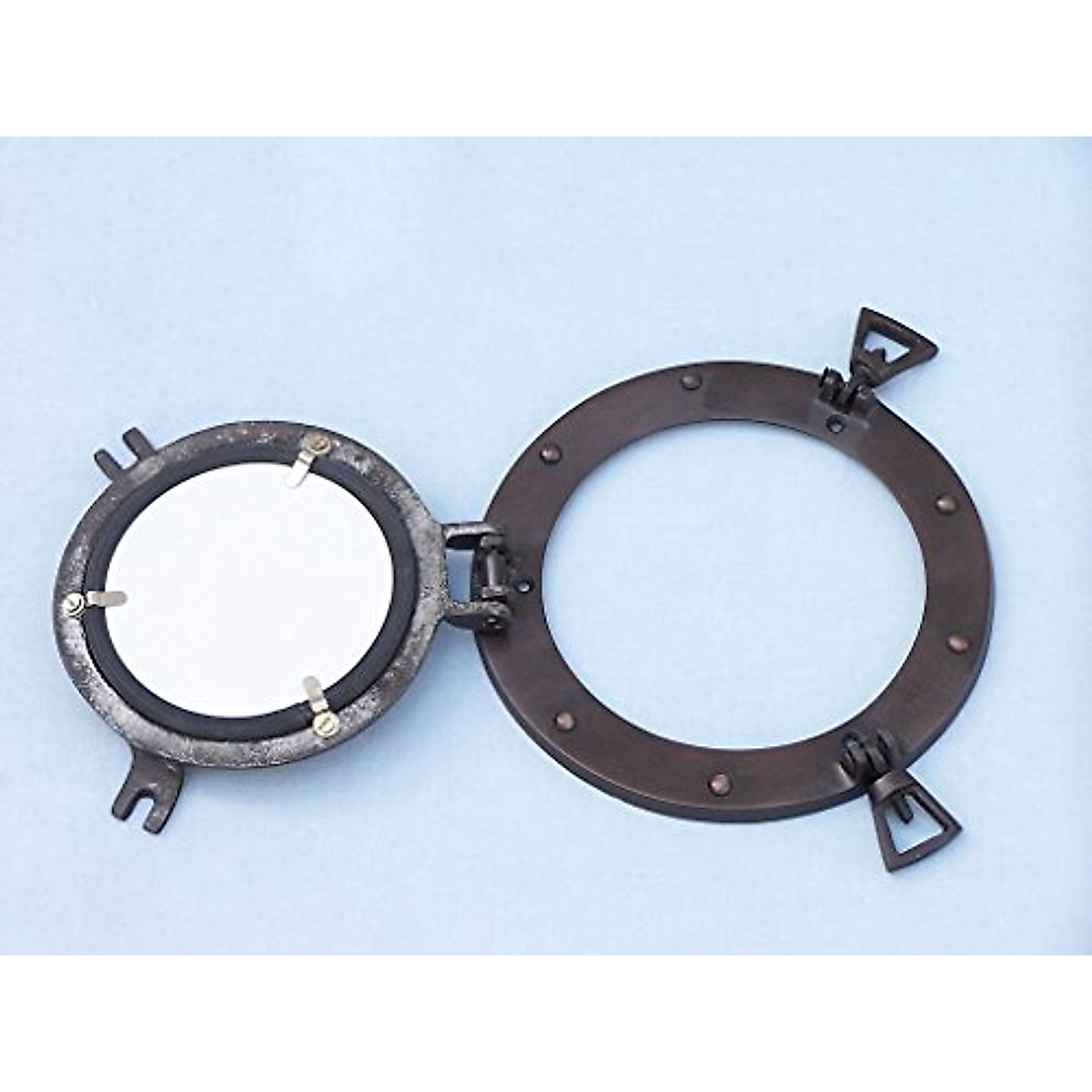 Hampton Nautical Bronze Decorative Ship Porthole Nautical Mirror, 8"