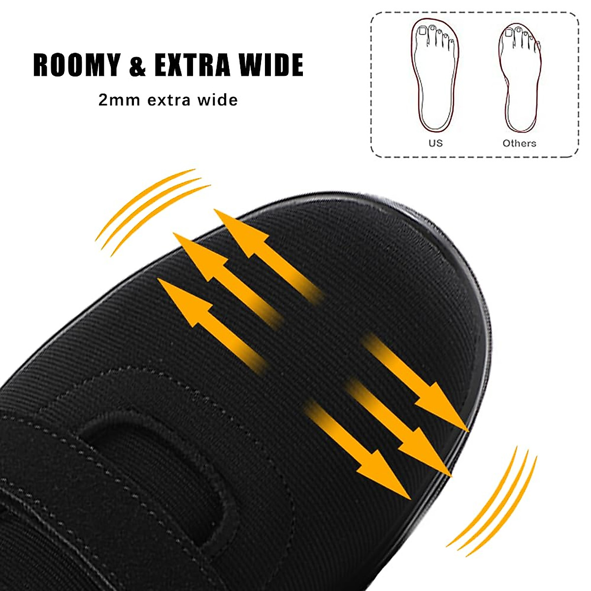 Oude Wedge Sneakers for Women Comfy | Wide Orthopedic Shoes for Women Shopping | Adjustable Velcro Closure 2 Inch Thick Rocker Bottom All Black Size 6.5