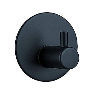 Celbon 4PC Self Adhesive Bath Towel Hook Black Sticky Stainless Steel Robe Hooks Heavy Duty Door Hooks for Bathrooms,Kitchen,Lavatory Closet (4PC, Round Base)