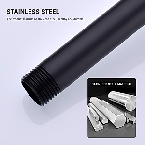 Black Shower Arm with Flange 4 Inches Stainless Steel Ceiling Mounted Extender Arm for Rainfall Shower Head, Matte Black
