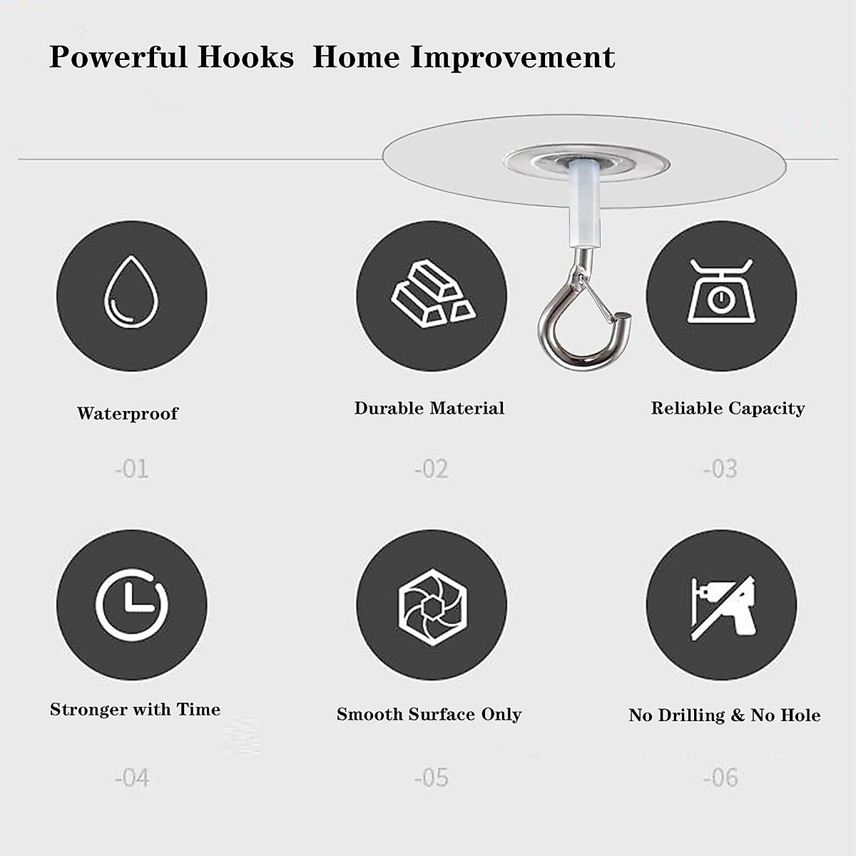 Adhesive Ceiling Hooks, Sticky Hooks for Hanging, Drill Free Hanging Ceiling Hook, Heavy Duty Ceiling Hooks for Hanging Plants, Drop Ceiling Hooks for Lantern, String Lights, Wind Chime
