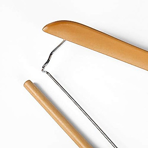 Quality Hangers Wooden Hangers Beautiful Sturdy Suit Coat Hangers with Locking Bar Glossy Natural Wood (20)