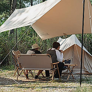 Naturehike 2 Person Folding Camping Chair, Portable Camping Loveseat with Solid Wood Armrest, Double Lawn Chairs for Outdoor Patio Beach Picnic, Supports 350lbs