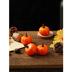 Fake Pumpkins, 4Pcs Halloween Pumpkin Shaped Decoration Craft, Foam Plastic Fake Faux Artificial Pumpkins for Halloween Fall Harvest Festival Home Table Decor (Orange)