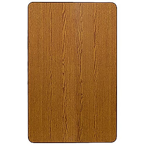 Flash Furniture 30''W x 48''L Rectangular Oak Thermal Laminate Activity Table - Height Adjustable Short Legs