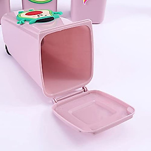 ULTECHNOVO Recycle Bin Small Trash Can with Lid, 2pcs Plastic Mini Wastebasket with Avocado Pattern for Home Office Kitchen Vanity Bedroom Bathroom and Funny Gift Garbage Truck