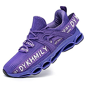 DYKHMILY Steel Toe Shoes for Women Lightweight Cushion Safety Sneakers Slip Resistant Breathable Indestructible Work Shoes Safety Toe Tennis Shoe(8.5,Purple,D91823)