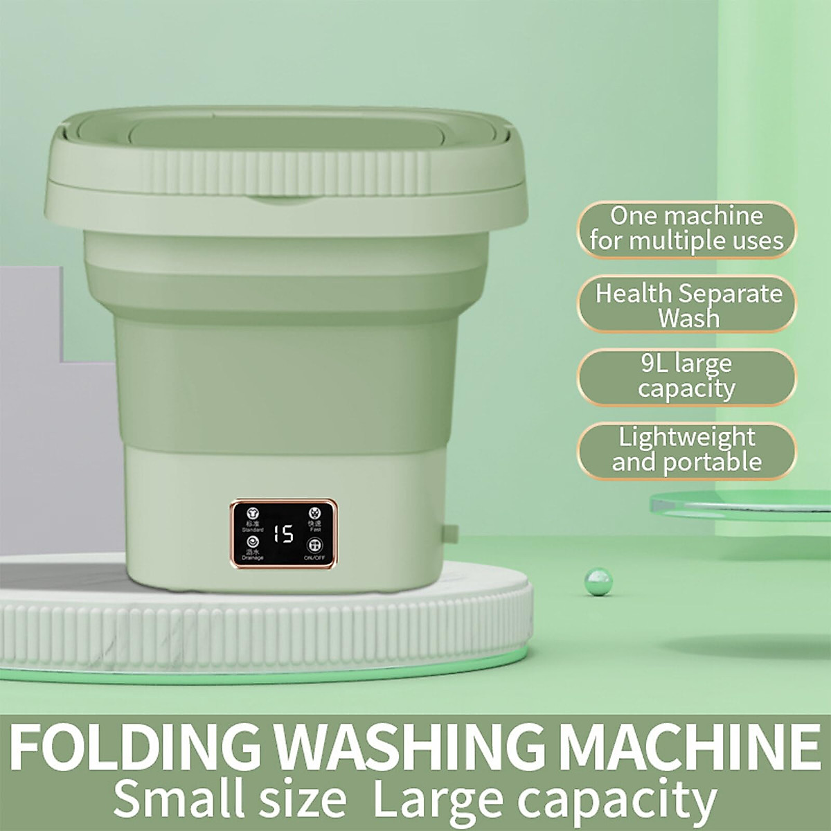 iFCOW Mini Washer Machine, 9L Large Capacity Portable Washing Machine Mini Washer and Dryer Combo for Underwear Socks Baby Clothes Towels