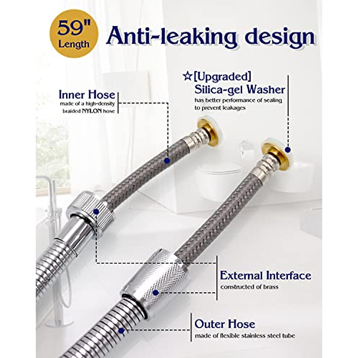 4 Mode Handheld Bidet Sprayer for Toilet Kit (Chrome) - Toilet Bidet Handheld Sprayer,Handheld Bidet for Personal Hygiene,Stainless Steel Bidet Hose,Brass T-Valve,Baby Cloth Diaper Sprayer