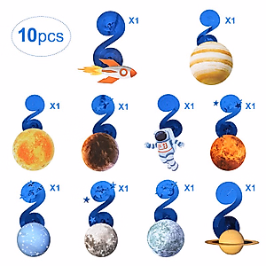 10PCS Solar System Hanging Swirl Decorations Space Party Decorations Hanging Solar System Planet Party Supplies