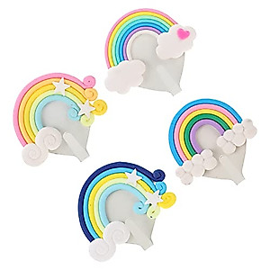 Zerodeko 4Pcs Decorative Wall Mounted Hooks Cartoon Rainbow Wall Hanger Key Holder Coat Rack for Hanging Scarves Bags Purses Hats Towels Children Room Living Room Organizer