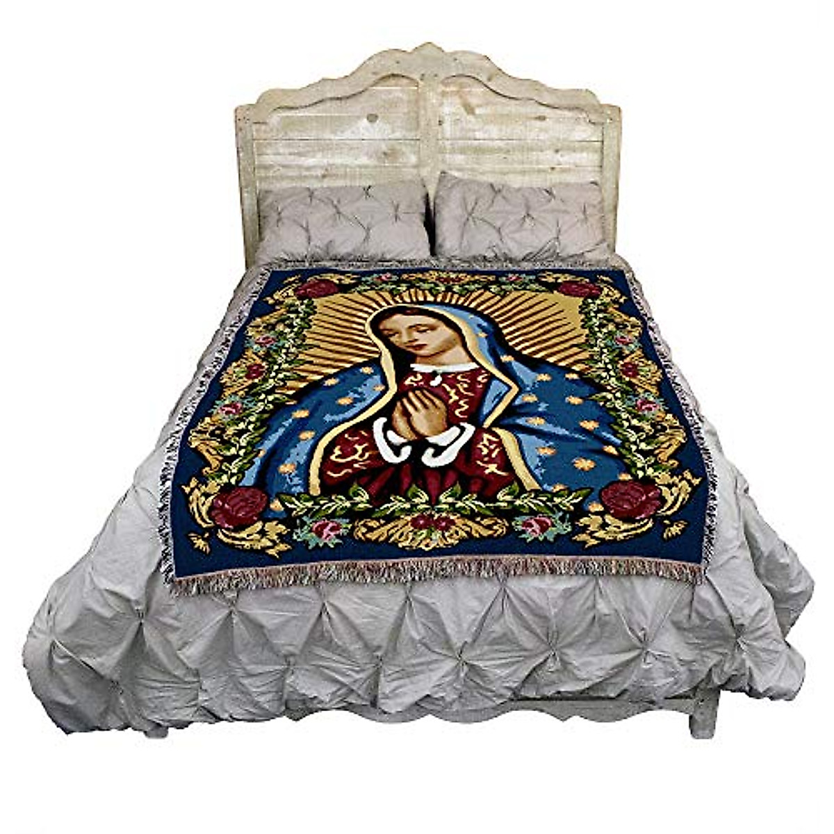 Pure Country Weavers Our Lady of Guadalupe - Nuestra Señora de Guadalupe - Catholic Mexicans Mexico - Religious Gift Tapestry Throw Woven from Cotton - Made in The USA (72x54)