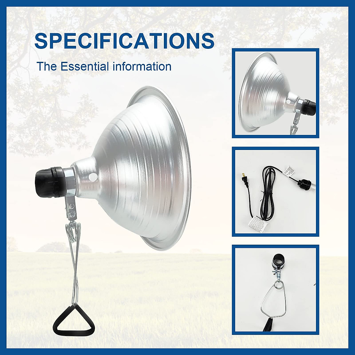 GREATIDE Clamp Lamp Light with Detachable 8.5 Inch Aluminum Reflector, 150 Watt E26 Socket (No Bulb Included), 6 Foot 18/2 SPT-2 Cord Cord