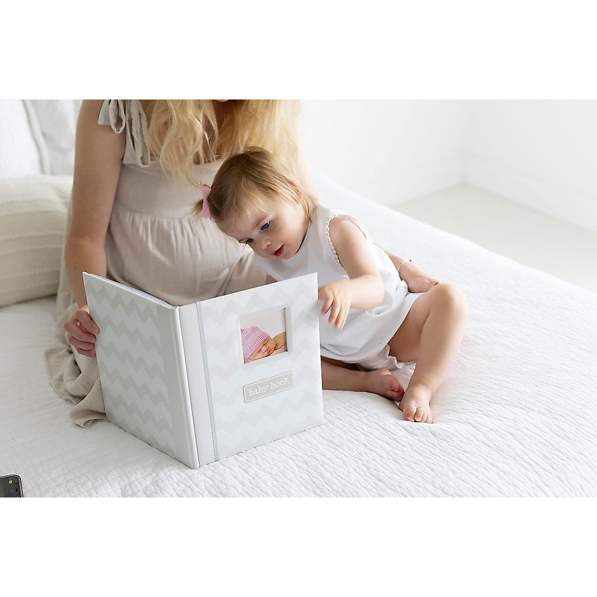 Little Pear Chevron Baby Book, Baby Keepsake, Baby Memory Book, Baby Girl or Baby Boy Photo Album Gender-Neutral, Gray