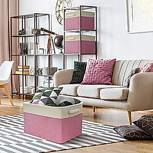 Sorbus Fabric Storage Cubes 15 Inch - Big Sturdy Collapsible Storage Bins with Dual Handles - Foldable Baskets for Organizing -Decorative Storage Baskets for Shelves | Home & Office Use -3 Pack| Pink
