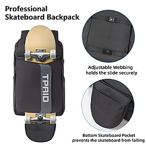 TPAID Skateboard Backpacks With Adjustable Shoulder Strap for Boys and Girls, Street Trend Skate Carry Bags