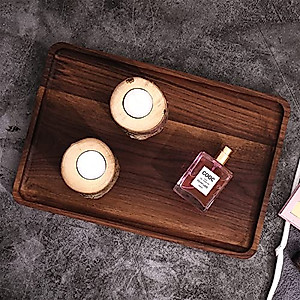 Rustic Walnut Wood Serving Tray,13"x9" Rectangle Platter Tea Tray Coffee Table Tray,Kitchen Tableware Decor Decorative Wood Dessert Cup Tray,Wood Vanity Tray for Jewelry (Rectangle)