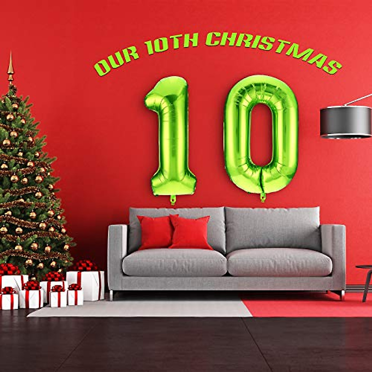 40 Inches Green Number Digital Balloons Large Aluminum Foil Numeral Balloon for Birthday Anniversary Wedding Engagement Bridal Shower Party Photo Props (Green 10)