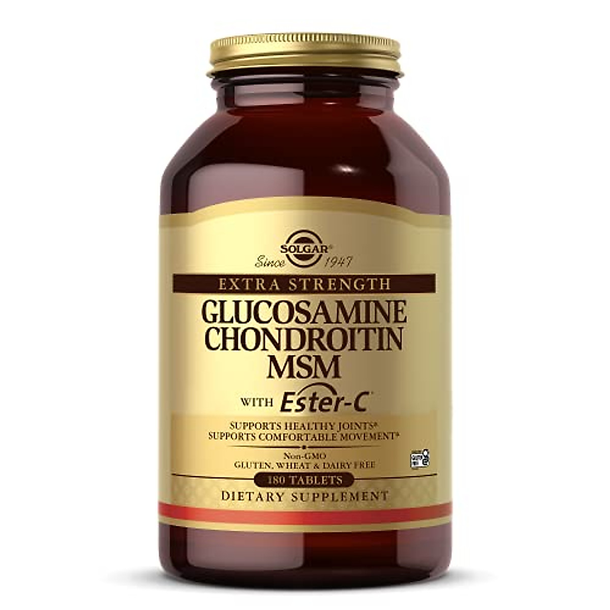 Solgar Extra Strength Glucosamine Chondroitin MSM w/ Ester-C, - Promotes Healthy Joints, Supports Comfortable Movement & Collagen Formation - 180 Count (Pack of 1)
