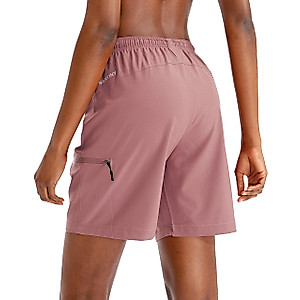 SANTINY Women's Hiking Cargo Shorts Quick Dry Lightweight Summer Shorts for Women Travel Athletic Golf with Zipper Pockets(Dusty Pink_M)