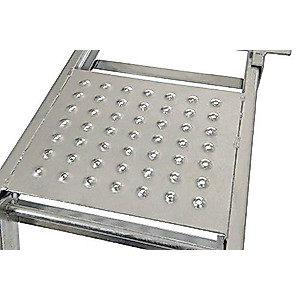 Mytee Products 3 Rung Pull-Out Trailer Step Ladder with Standing Platform Folding Truck Step Galvanized Steel for Use with Trucks, Trailers and RV's