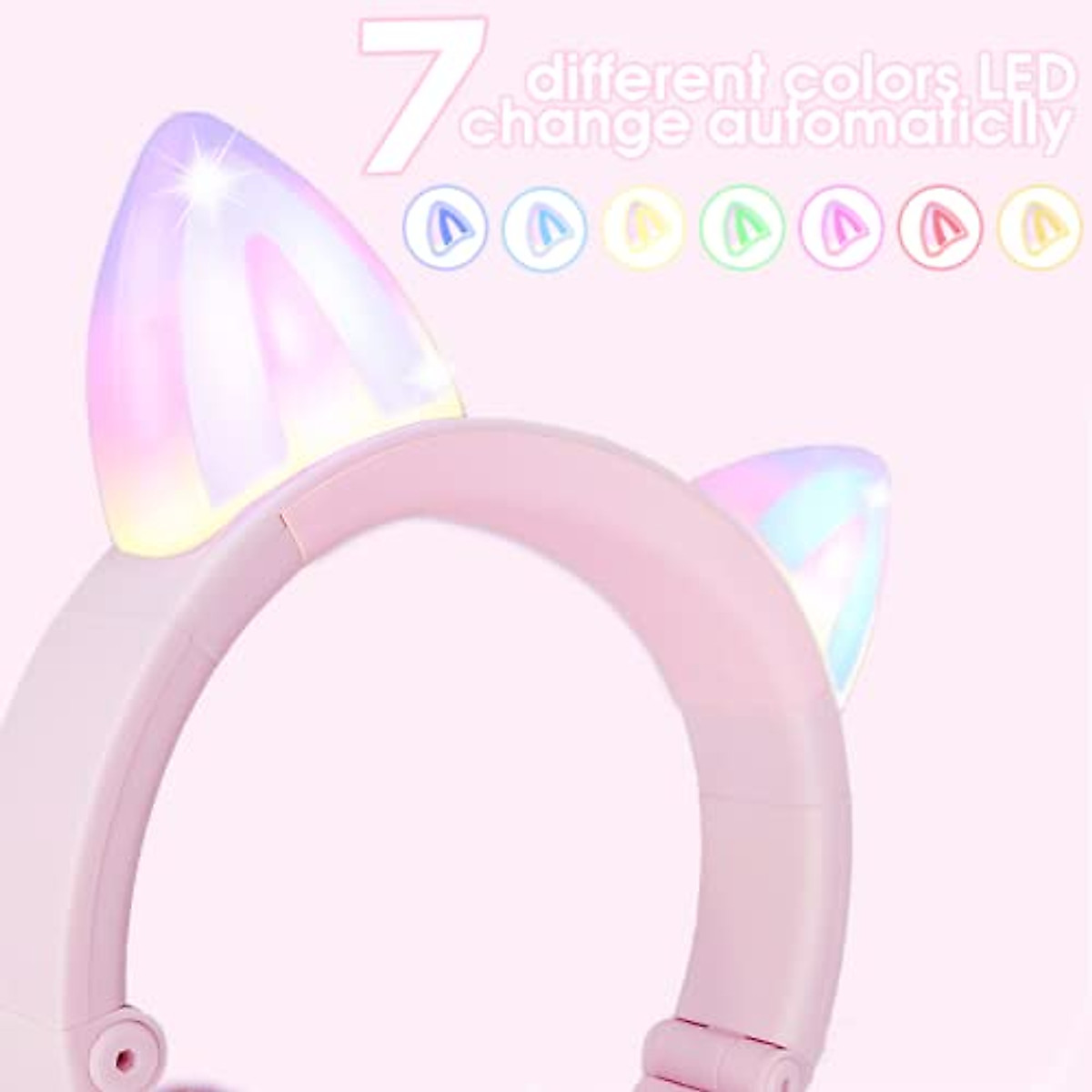 YUSONIC Cat Ear Bluetooth Headphones,Toddlers Kids Wireless Headphones for Boys Girls Amazon Fire Tablet/Laptop/iPad/School (Purple)