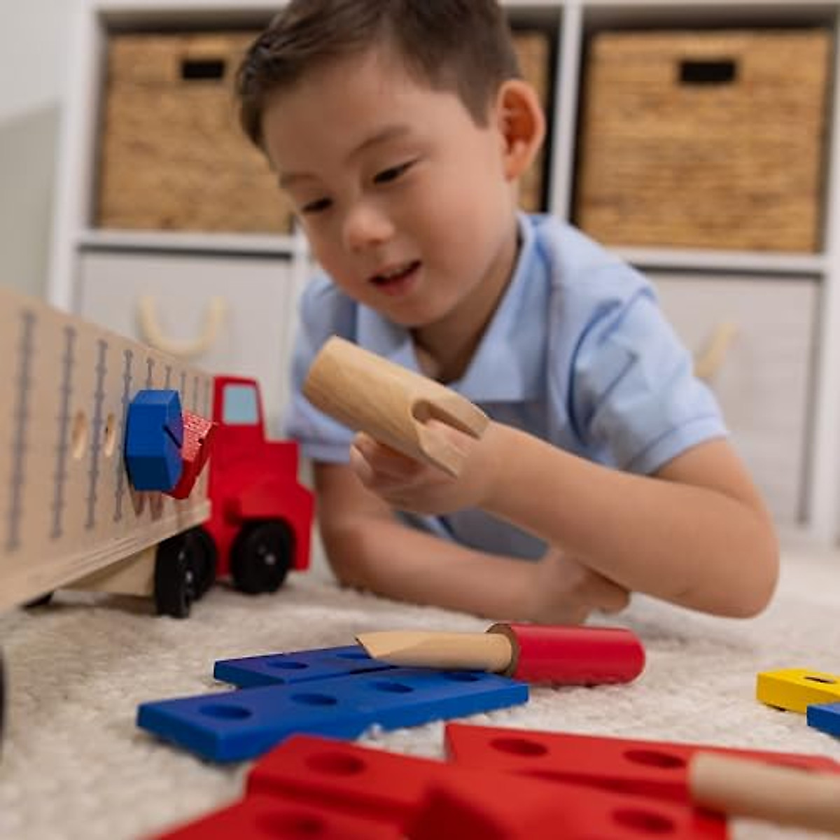 Melissa & Doug Big Rig Truck Wooden Building Set (22 pcs)