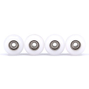 Teak Tuning CNC Polyurethane Fingerboard Bearing Wheels, White - Set of 4 Wheels - Durable Material with a Hard Durometer