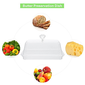 Hemoton Flip Top Butter Dish Butter Dish Acrylic Clear Butter Keeper Box Butter Holder Countertop Butter Container with Crystal Lid Handle Cover