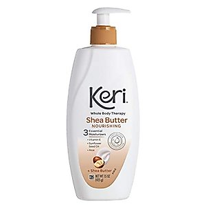 Keri Whole Body Therapy Original Shea Butter Lotion, Continuous Moisturization, 3 Essential Moisturizers (Vitamin E, Aloe and Sunflower Seed Oil) 15 oz.
