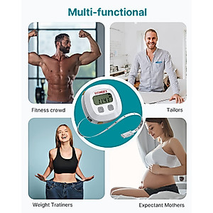 FITINDEX Smart Tape Measure Body, Bluetooth Measuring Tape for Body with App, Accurately Retractable Digital Body Tape Measure for Weight Loss, Fitness, Body Building, inch&cm