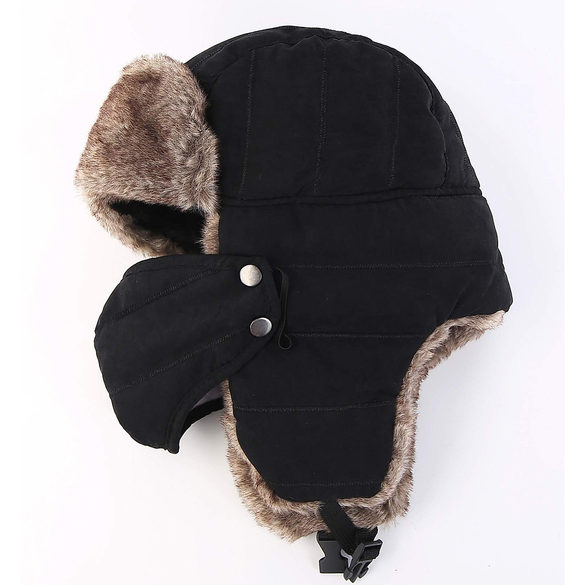 Connectyle Outdoor Trooper Trapper Hat Warm Winter Hunting Hats with Ear Flaps Mask Aviator Hat Black