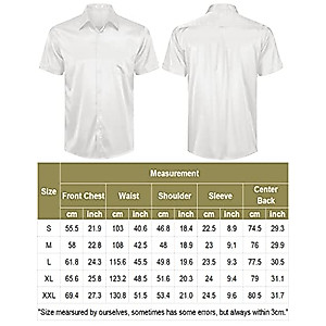 COOFANDY Vacation Short Sleeve Button Up Shirts for Men Floral Jacquard Satin Shirt