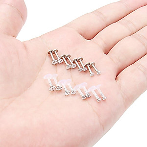 SCERRING 8 Pairs 16g Stainless Steel 2-3.5mm Clear CZ Internally Threaded Tragus Daith Cartilage Helix Earring Ring Body Piercing Jewelry 6mm - Silver