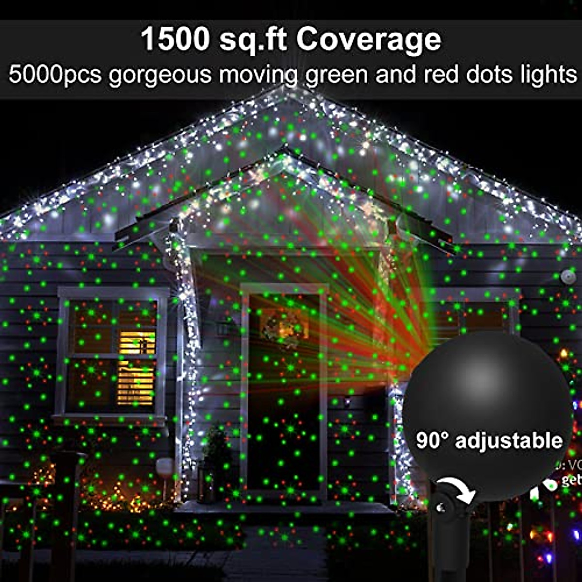 Christmas Lights Projector Laser Light Xmas Spotlight Projectors Waterproof Outdoor Landscape Spotlights for Holiday Halloween Yard Decorations (Green and Red)